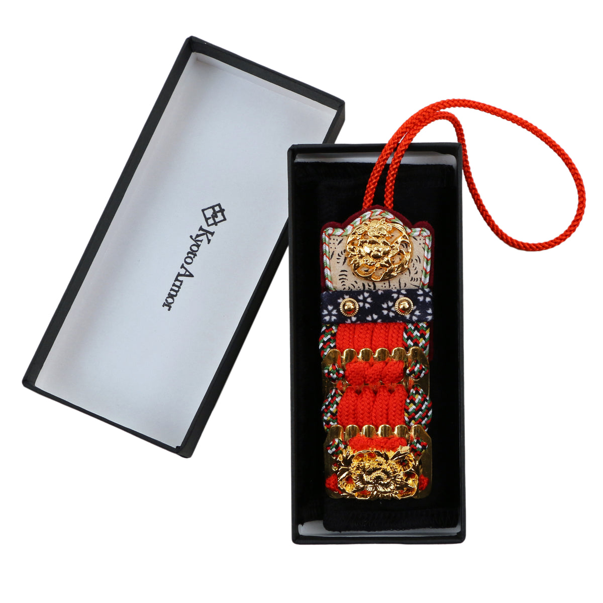 Armor accessory Nikitama Mini / Gold-leaf / Scarlet braid – Kyoto Armor